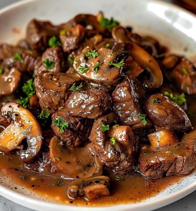 Melt In Your Mouth Beef Tips with Mushroom Gravy