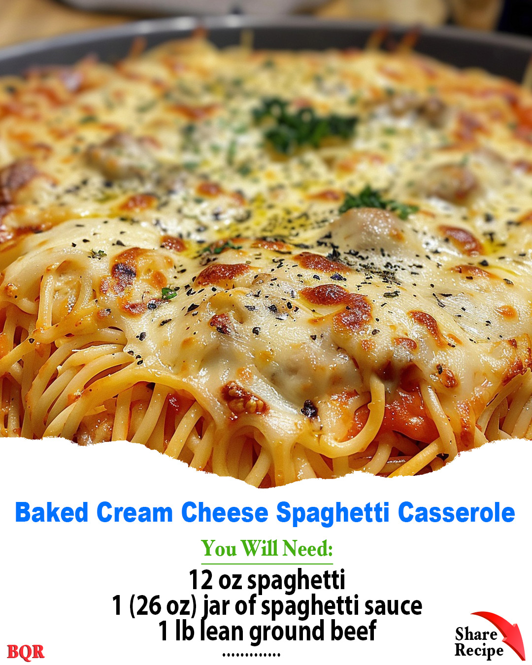 Baked Cream Cheese Spaghetti Casserole