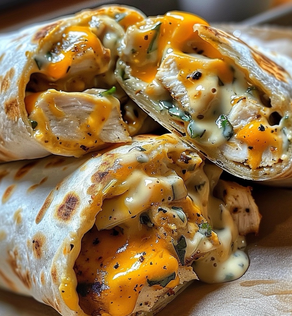 Cheesy Garlic Chicken Wraps