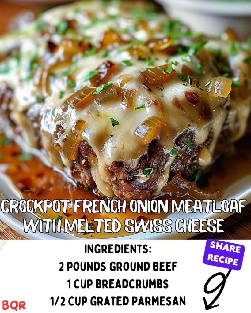 Crockpot French Onion Meatloaf with Melted Swiss Cheese – Arch Recipes