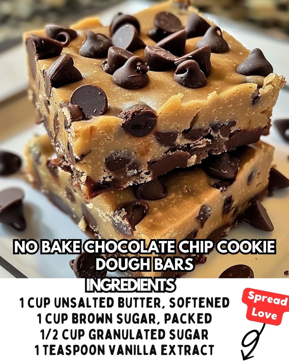 No Bake Chocolate Chip Cookie Dough Bars