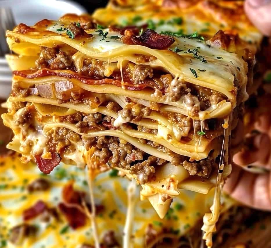Parmesan Garlic Bacon Cheeseburger Lasagna – Arch Recipes