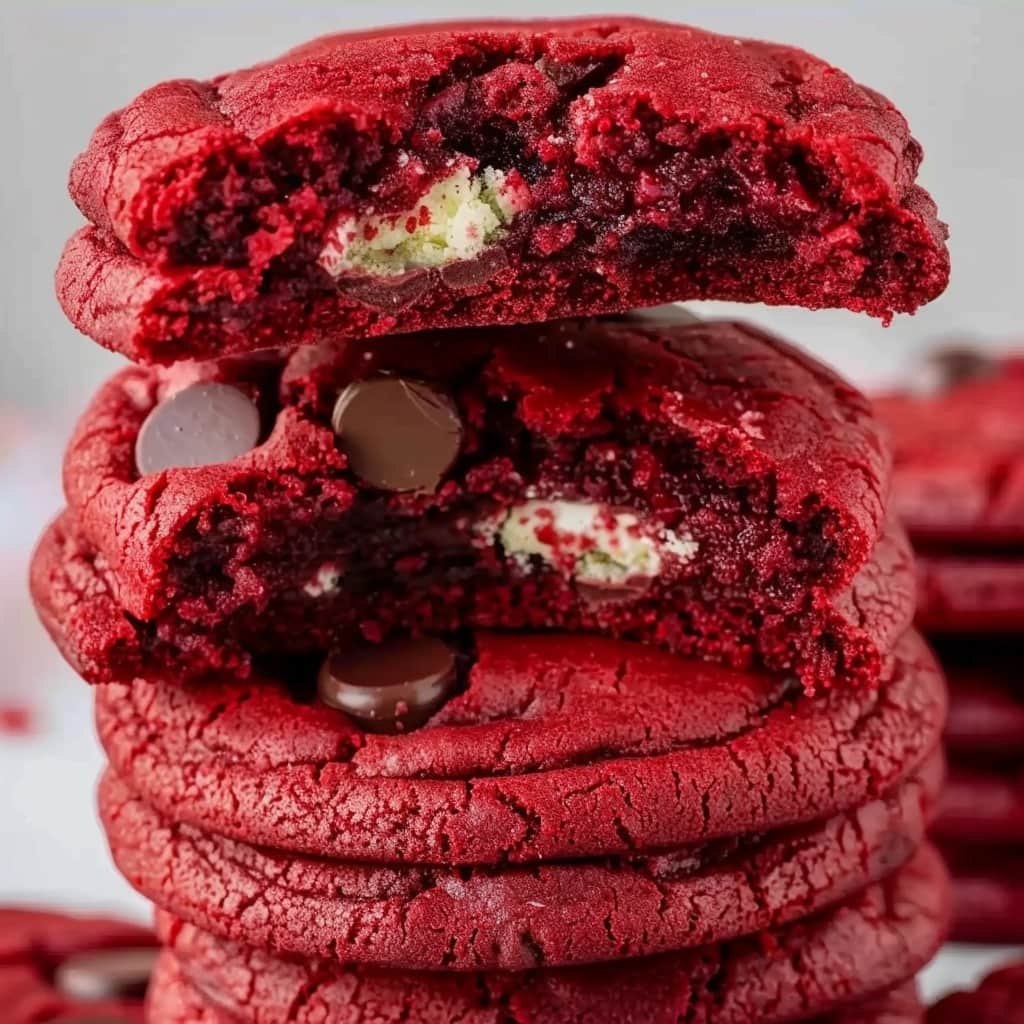 Valentine Red Velvet Gooey Butter Chocolate Chip Cookies