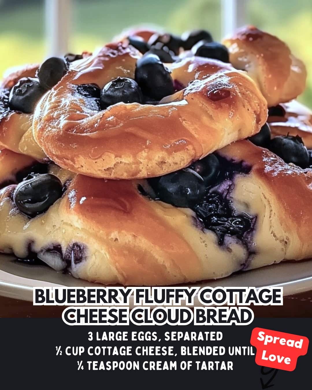 Blueberry Fluffy Cottage Cheese Cloud Bread