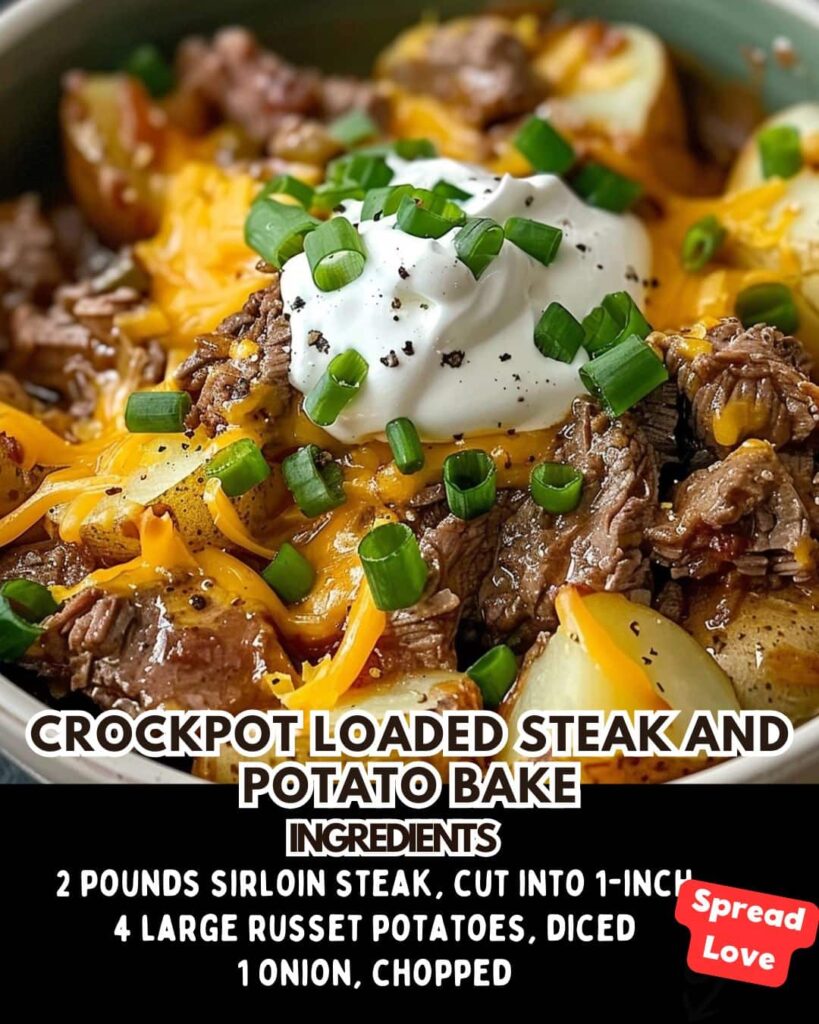 Crockpot Loaded Steak and Potato Bake